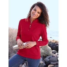 Sweatshirt Casual Looks, Damen, Gr. 52, rot, 100% Baumwolle, unifarben, Sweatshirts Sweatshirt