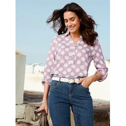 Druckbluse Inspirationen, Damen, Gr. 40, mauve, bedruckt, 100% Viskose, gemustert, gepunktet, V-Ausschnitt, Blusen Druckbluse
