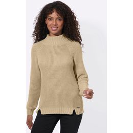 Stehkragenpullover Casual Looks "Stehkragen-Pullover", Damen, Gr. 36, sand, 50% Baumwolle, 50% Polyacryl, unifarben, Pullover Stehkragenpullover