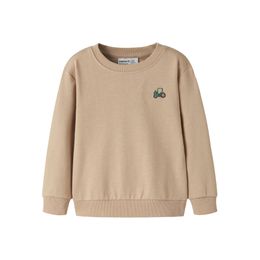 Sweatshirt name it "NMMVALLEN LS NREG SWEAT UNB", Jungen, Gr. 92, sesame print:tractor, Sweatware, Obermaterial: 60% Baumwolle, 40% Polyester, bedruckt, regular fit normal, Rundhals, Rippb&uuml;ndchen, Sweatshirts Sweatshirt, Baumwollmischung, regular fit