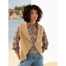 Strickweste Heine, Damen, Gr. 44/46, camel, 100% Polyacryl, unifarben, Westen Strickweste