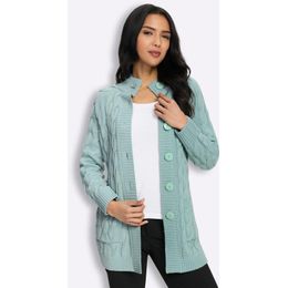 Strickjacke Classic Basics, Damen, Gr. 54, kalkmint, 100% Polyacryl, unifarben, Strickjacken Strickjacke