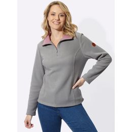 Fleeceshirt Classic Basics "Fleece-Shirt", Damen, Gr. 44, steingrau, mauve, 100% Polyester, unifarben, Shirts
