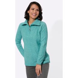 Strickpullover Casual Looks "Troyer", Damen, Gr. 42, salbei, meliert, 76% Polyester, 20% Polyacryl, 4% Polyamid, meliert, Pullover Strickpullover