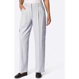 Cargohose Inspirationen, Damen, Gr. 42, Normalgr&ouml;&szlig;en, grau, meliert, 75% Polyester, 20% Viskose, 5% Elasthan, unifarben, Hosen Cargohose
