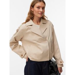 V&eacute;ro Moda Kurzjacke VERO MODA "VMCHELSEA MADDY SHORT JACKET", Damen, Gr. L, cement, Web, Obermaterial: 100% Polyester, unifarben, h&uuml;ftlang, Jacken Kurzjacke, Kunstfaser, im Trenchcoat Style