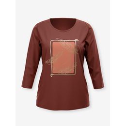 3/4-Arm-Shirt Classic Basics "3/4-Arm-Shirt", Damen, Gr. 46, rotbraun, papaya, 100% Baumwolle, gemustert, mehrfarbig, unifarben, Rundhals, Shirts 3/4-Arm-Shirt