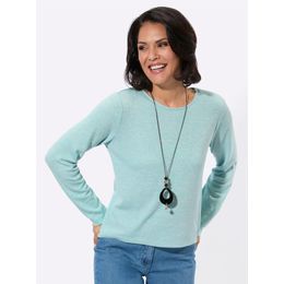 Langarmshirt Casual Looks "Rundhals-Shirt", Damen, Gr. 36, mint, meliert, 50% Polyester, 47% Viskose, 3% Elasthan, meliert, Shirts Langarmshirt