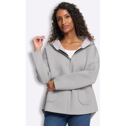 Shirtjacke Heine "Shirtjacke", Damen, Gr. 34, steingrau, 98% Polyester, 2% Elasthan, unifarben, Shirts Shirtjacke