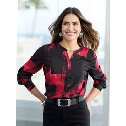 Schlupfbluse Classic Basics, Damen, Gr. 38, schwarz, rot, bedruckt, 100% Polyester, gemustert, mehrfarbig, Rundhals, Blusen Schlupfbluse