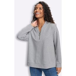 Sweatshirt Heine, Damen, Gr. 34, grau, meliert, 83% Polyester, 12% Viskose, 5% Elasthan, unifarben, Sweatshirts Sweatshirt
