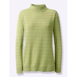 Stehkragenpullover Classic Basics "Stehkragen-Pullover", Damen, Gr. 40, gr&uuml;n (lindgr&uuml;n), 100% Polyacryl, unifarben, Pullover Stehkragenpullover