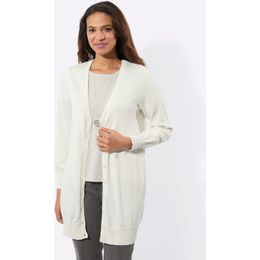 Longstrickjacke Casual Looks, Damen, Gr. 36, ecru, 100% Baumwolle, unifarben, Strickjacken Longstrickjacke
