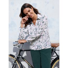 Druckbluse Inspirationen, Damen, Gr. 40, ecru, kalkmint, bedruckt, 100% Viskose, bedruckt, gemustert, gepunktet, mehrfarbig, V-Ausschnitt, Blusen Druckbluse