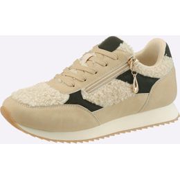 Sneaker Heine, Damen, Gr. 36, sand, schwarz, Synthetik, Textil, Schuhe Sneaker
