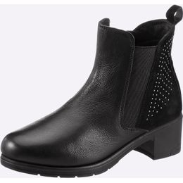 Stiefelette Casual Looks, Damen, Gr. 39, schwarz, Glattleder, Veloursleder, Schuhe Stiefelette