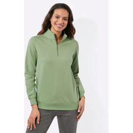 Sweatshirt Casual Looks, Damen, Gr. 40, eucalyptus, 100% Baumwolle, unifarben, Sweatshirts Sweatshirt