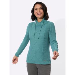Strickpullover Casual Looks "Pullover", Damen, Gr. 50, gr&uuml;n (ozean), 50% Baumwolle, 50% Polyacryl, unifarben, Pullover Strickpullover
