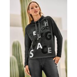 Sweatshirt Heine, Damen, Gr. 36, grau (graphit), 82% Baumwolle, 18% Polyester, bedruckt, gemustert, Sweatshirts Sweatshirt