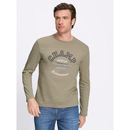 Langarmshirt Catamaran "Langarm-Shirt", Herren, Gr. 44/46, schlamm, bedruckt, 70% Polyester, 30% Baumwolle, bedruckt, gemustert, unifarben, Rundhals, Shirts Langarmshirt