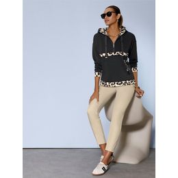 CR&Eacute;ATION L Sweatshirt CREATION L, Damen, Gr. 46, schwarz (schwarz, sand), 50% Modal, 44% Polyester, 6% Elasthan, gemustert, unifarben, Sweatshirts Sweatshirt
