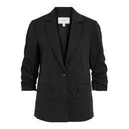 Longblazer Vila "VITILDE 3/4 BLAZER - NOOS", Damen, Gr. 36, schwarz beauty, Web, Obermaterial: 81% Polyester, 17% Viskose, 2% Elasthan, unifarben, h&uuml;ftbedeckend, V-Ausschnitt, Blazer Longblazer, Materialmix