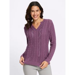 Strickpullover Inspirationen "Pullover", Damen, Gr. 36, violett, 50% Baumwolle, 50% Polyacryl, unifarben, Pullover Strickpullover