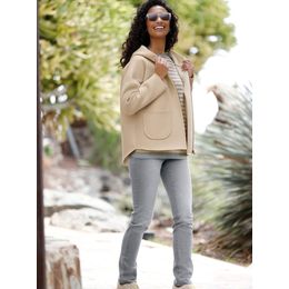 Shirtjacke Heine "Shirtjacke", Damen, Gr. 34, sand, 98% Polyester, 2% Elasthan, unifarben, Shirts Shirtjacke