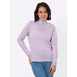 Rollkragenshirt Casual Looks "Rollkragen-Shirt", Damen, Gr. 42, flieder, 95% Baumwolle, 5% Elasthan, unifarben, Shirts