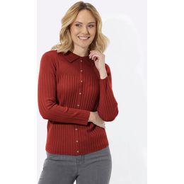 Polokragenpullover Classic Basics "Polopullover", Damen, Gr. 46, kirsche, 100% Polyacryl, unifarben, Pullover