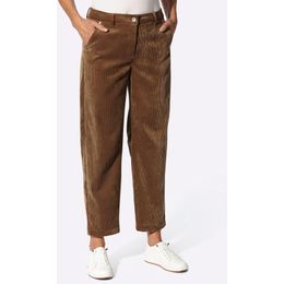 Cordhose Inspirationen, Damen, Gr. 40, Normalgr&ouml;&szlig;en, braun, 80% Polyester, 18% Polyamid, 2% Elasthan, unifarben, Hosen Cordhose