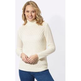Rollkragenpullover Classic Basics "Rollkragen-Pullover", Damen, Gr. 38, ecru, 100% Polyacryl, unifarben, Pullover Rollkragenpullover