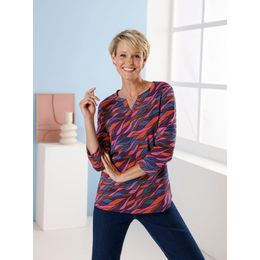 3/4-Arm-Shirt "3/4-Arm-Shirt", Damen, Gr. 56, traube, erika, bedruckt, 100% Baumwolle, gemustert, mehrfarbig, Rundhals, Shirts 3/4-Arm-Shirt