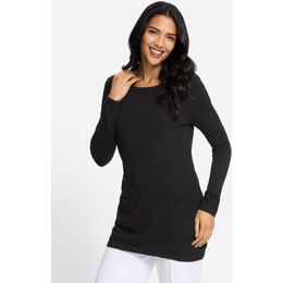 Longpullover "Longpullover", Damen, Gr. 38, schwarz, 100% Polyacryl, unifarben, Pullover Longpullover
