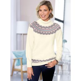 Classic Basics Damen Rollkragenpullover "Rollkragen-Pullover"ecru, jade, gemustert, Gr. 42, gemustert, mehrfarbig, 100% Polyacryl, Pullover