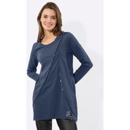 Longsweatshirt Inspirationen, Damen, Gr. 52, rauchblau, 50% Baumwolle, 50% Polyester, unifarben, Rundhals, Sweatshirts