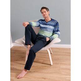Schlafanzug Hajo, Herren, Gr. 48/50, marine, bleu, gestreift, 62% Baumwolle, 38% Polyester, Homewear-Sets Schlafanzug