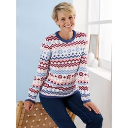 Strickpullover Classic Basics "Norwegerpullover", Damen, Gr. 42, ecru, rosenquarz, gemustert, 100% Polyacryl, gemustert, Pullover Strickpullover