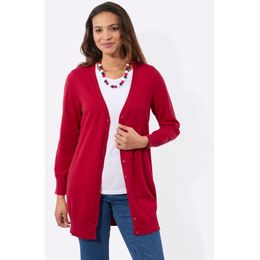 Longstrickjacke Casual Looks, Damen, Gr. 52, rot, 100% Baumwolle, unifarben, Strickjacken Longstrickjacke
