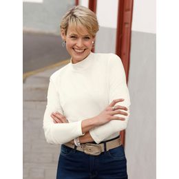 Stehkragenshirt Classic Basics "Stehkragen-Shirt", Damen, Gr. 40, ecru, 100% Baumwolle, unifarben, Shirts Stehkragenshirt