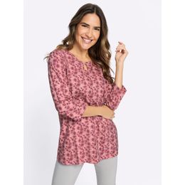 Longshirt Classic Basics "Longshirt", Damen, Gr. 42, rosenquarz, bordeaux, bedruckt, 100% Baumwolle, gebl&uuml;mt, gemustert, Rundhals, Shirts Longshirt