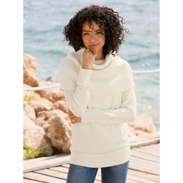 Strickpullover Heine "Pullover", Damen, Gr. 38, champagner, meliert, 50% Viskose, 25% Polyester, 25% Polyamid, unifarben, Pullover Strickpullover