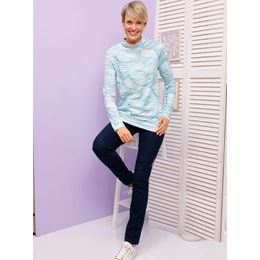 Rollkragenshirt "Langarm-Shirt", Damen, Gr. 38, ozean, ecru, bedruckt, 100% Baumwolle, gemustert, mehrfarbig, Shirts