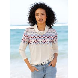 Langarmshirt Heine "Druck-Shirt", Damen, Gr. 34, champagner, hortensie, bedruckt, 95% Polyester, 5% Elasthan, bedruckt, gemustert, mehrfarbig, Rundhals, Shirts Langarmshirt