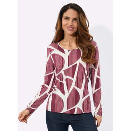 Rundhalsshirt Inspirationen "Druck-Shirt", Damen, Gr. 36, bordeaux, ecru, bedruckt, 95% Viskose, 5% Elasthan, bedruckt, gemustert, mehrfarbig, Rundhals, Shirts Rundhalsshirt