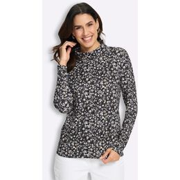 Rollkragenshirt Inspirationen "Rollkragen-Shirt", Damen, Gr. 40, schwarz, steingrau, bedruckt, 92% Polyester, 8% Elasthan, bedruckt, gebl&uuml;mt, gemustert, mehrfarbig, Shirts