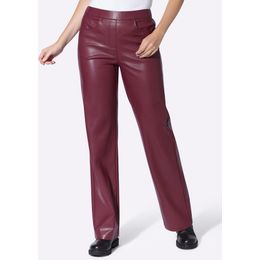 Lederimitathose Heine, Damen, Gr. 36, Normalgr&ouml;&szlig;en, rot (bordeaux), 100% Polyester, unifarben, Hosen