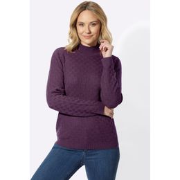 Stehkragenpullover Classic Basics "Stehkragen-Pullover", Damen, Gr. 54, lila (traube), 100% Polyacryl, unifarben, Pullover Stehkragenpullover