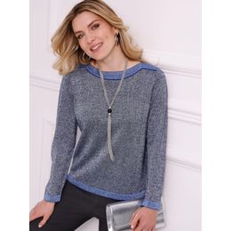 Strickpullover Classic Basics "Fledermaus-Pullover", Damen, Gr. 44, marine, royalblau, 77% Polyacryl, 15% Polyester, 8% metallisierte Fasern, unifarben, Pullover Strickpullover