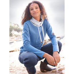 Sweatshirt Casual Looks, Damen, Gr. 36, mittelblau, hellgrau, 100% Baumwolle, gemustert, mehrfarbig, unifarben, Sweatshirts Sweatshirt